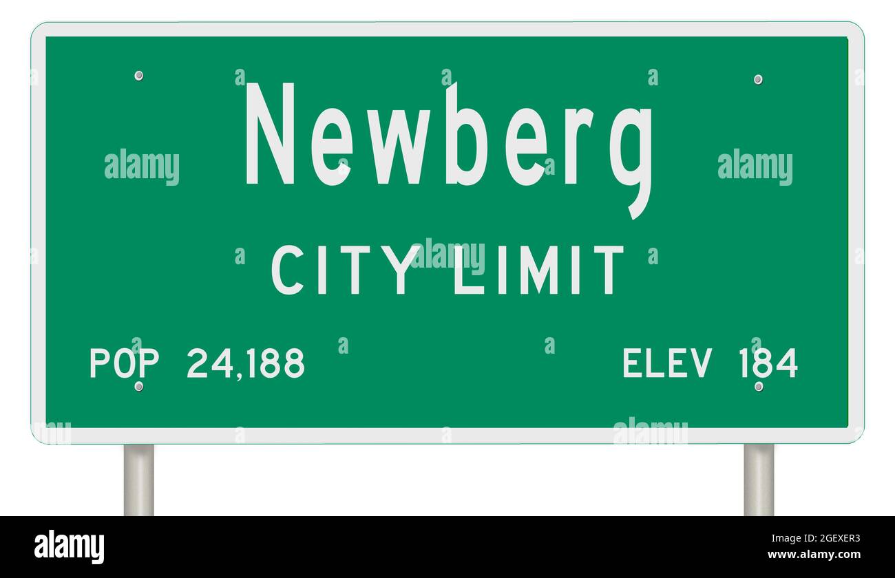 Rendering of a green Oregon highway sign with city information Stock ...