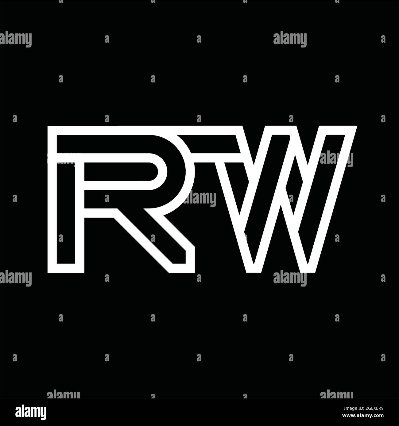 RW Logo monogram with line style negative space on blackground Stock ...