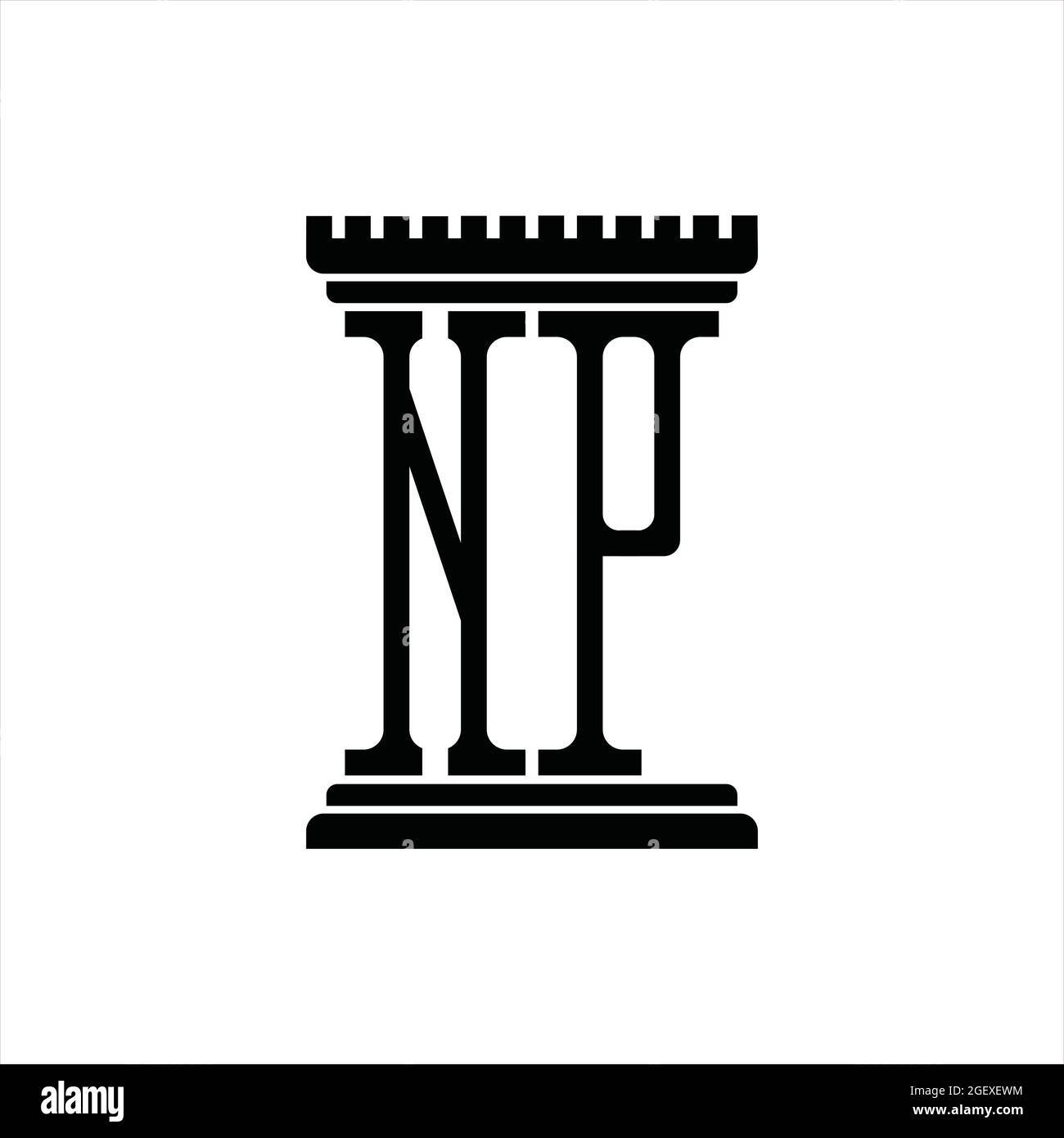 NP Logo monogram with line style negative space on blackground Stock ...