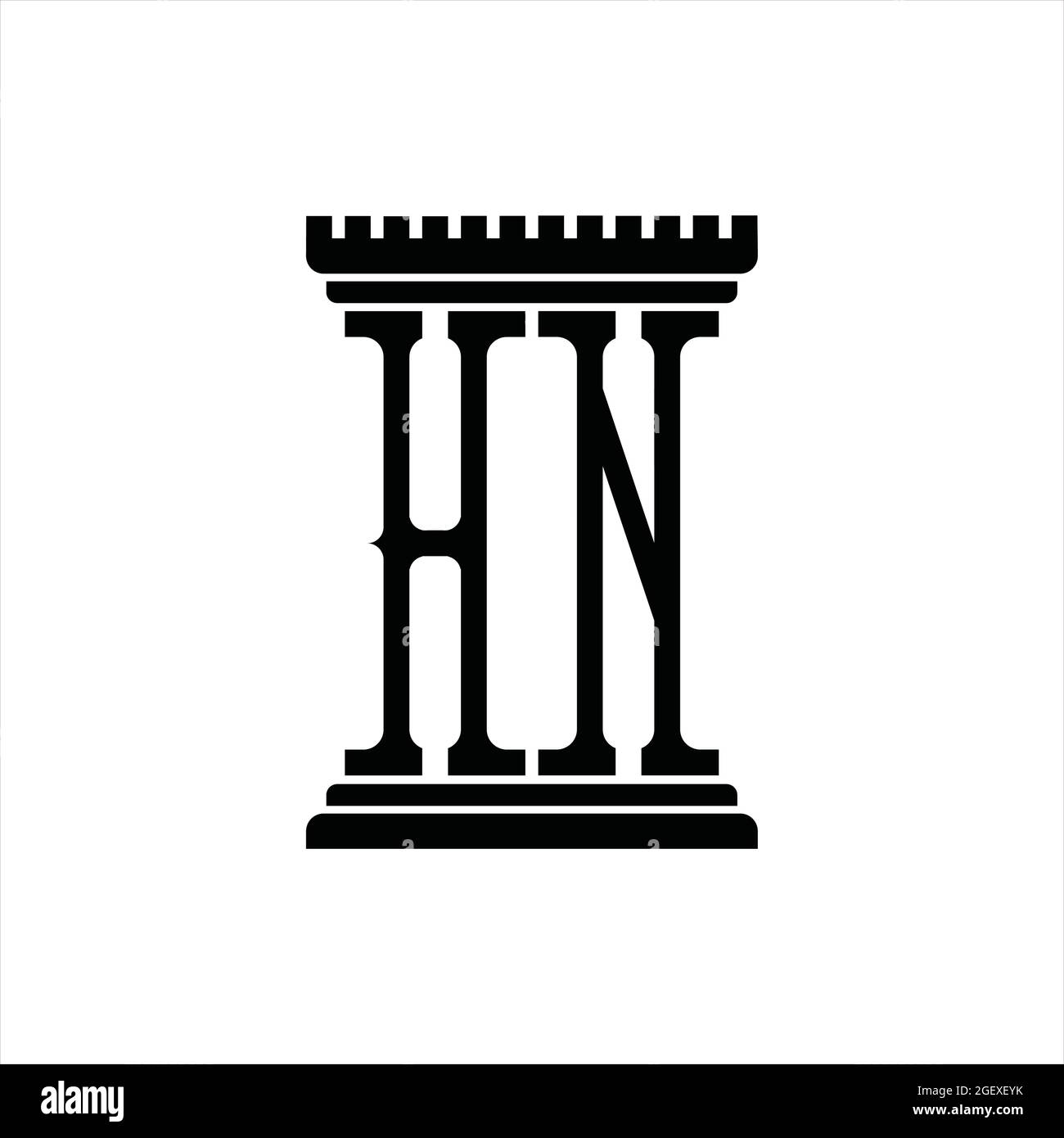 HN Logo monogram with line style negative space on blackground Stock ...