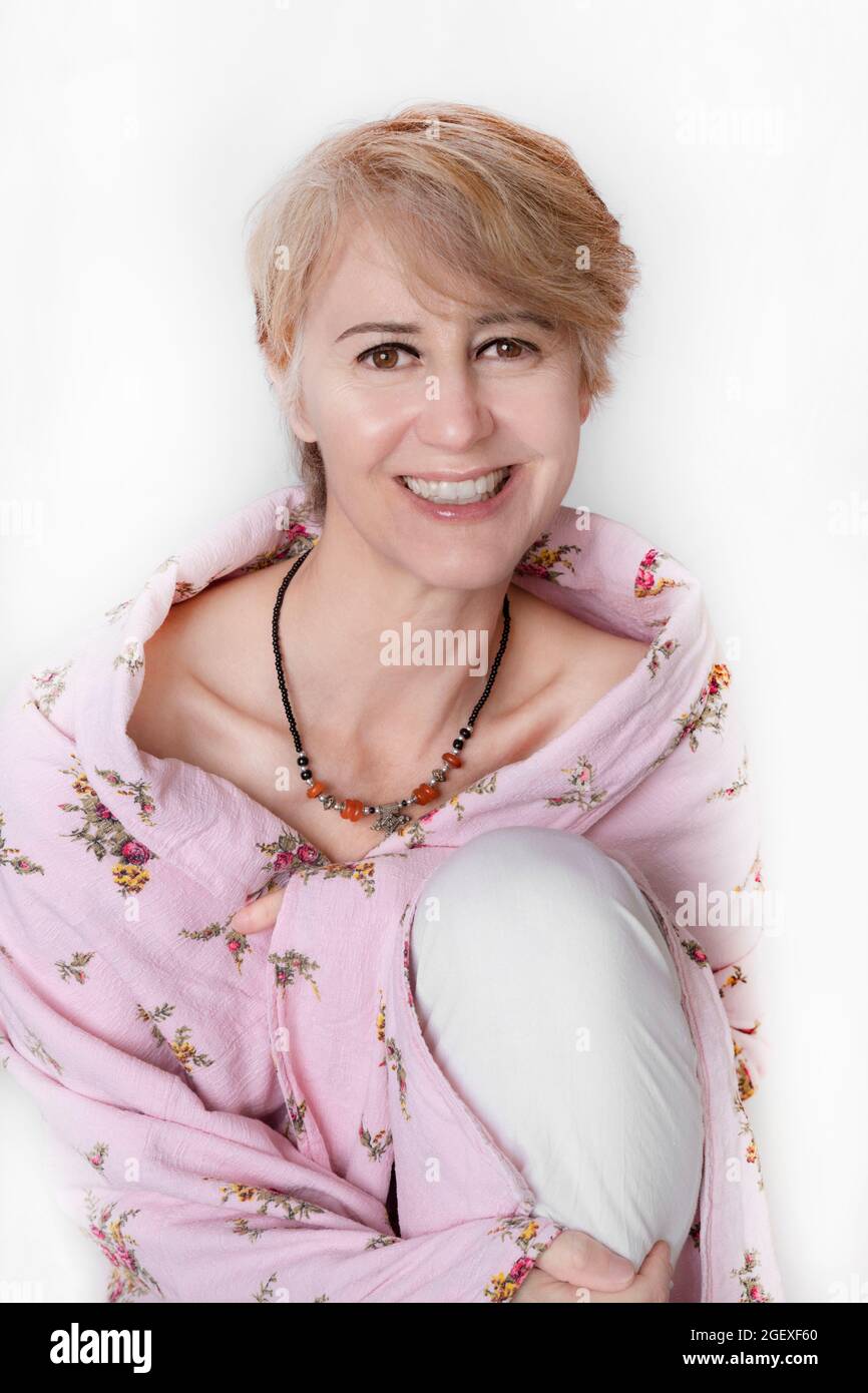 portrait of a smiling 50 year old woman in close-up Stock Photo - Alamy