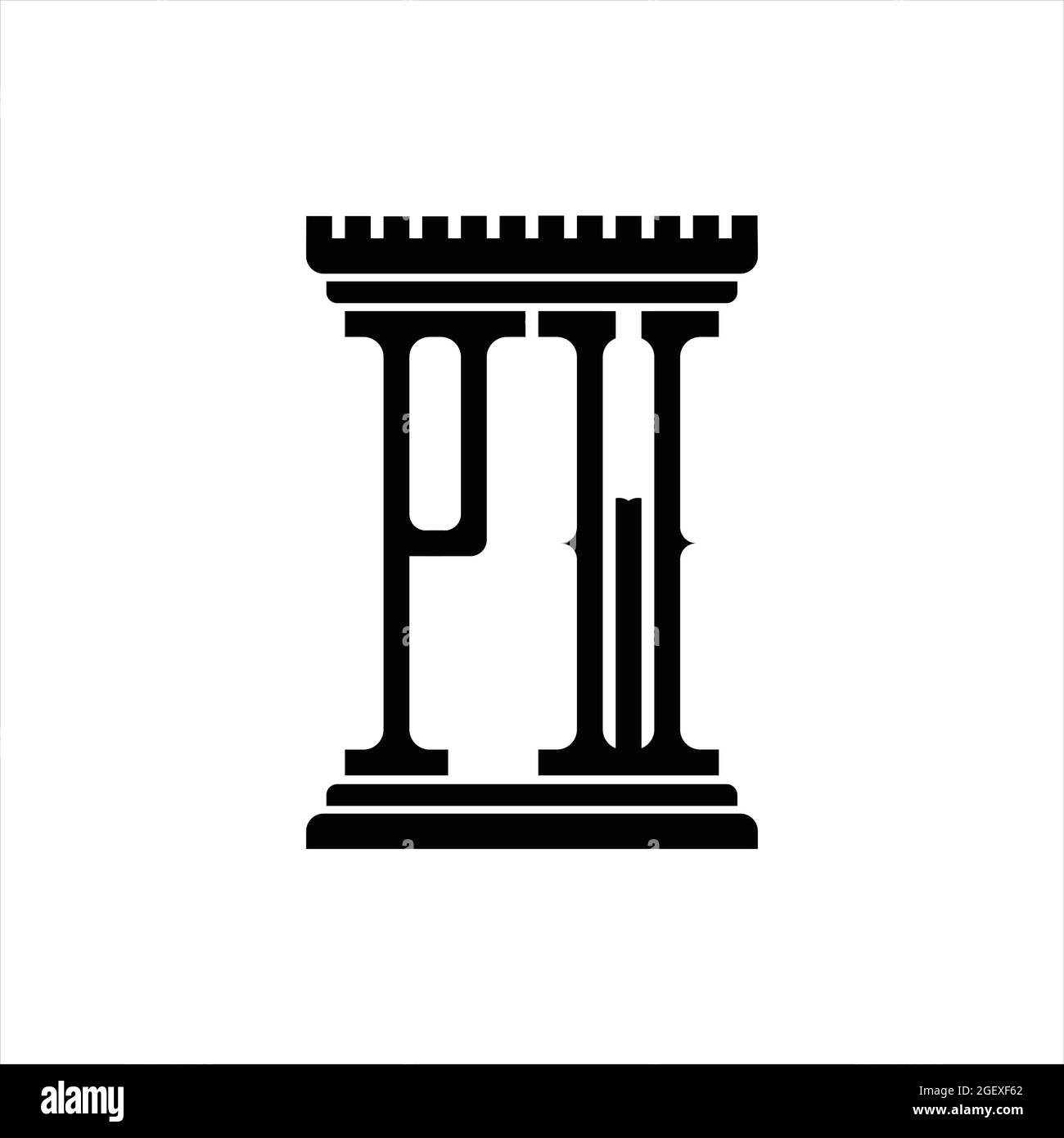 PW Logo monogram with pillar shape white background design template ...