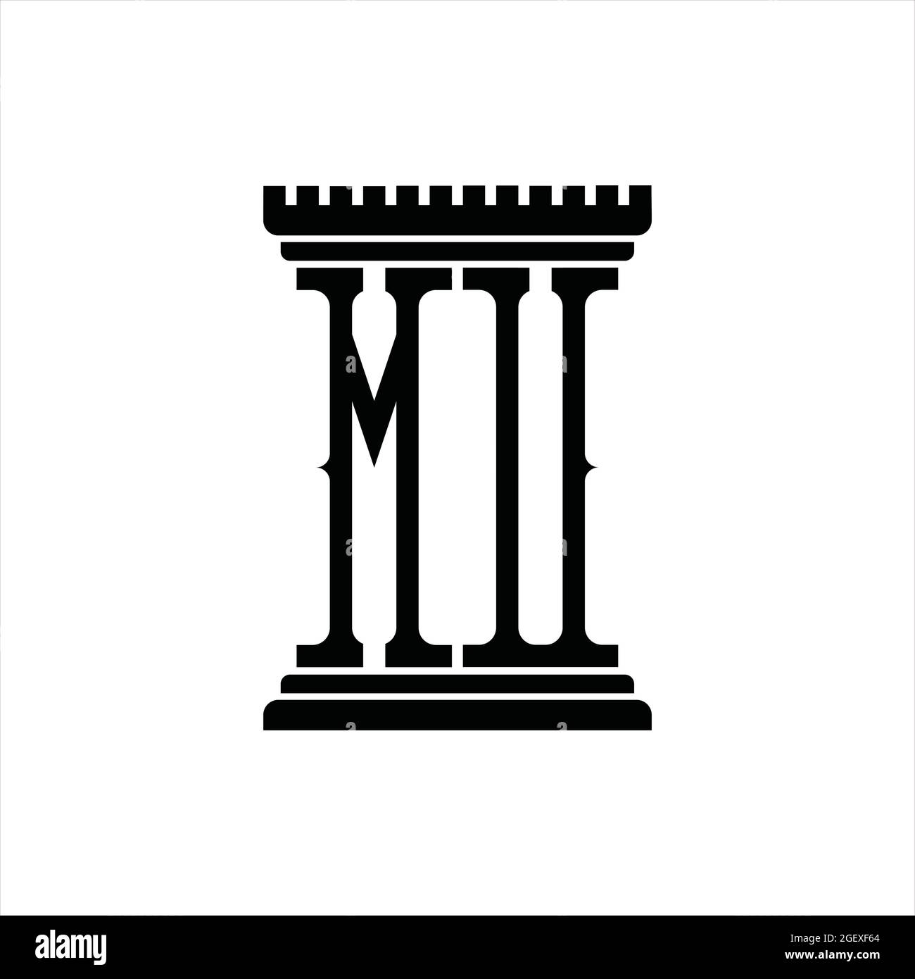 MU Logo monogram with pillar shape white background design template ...