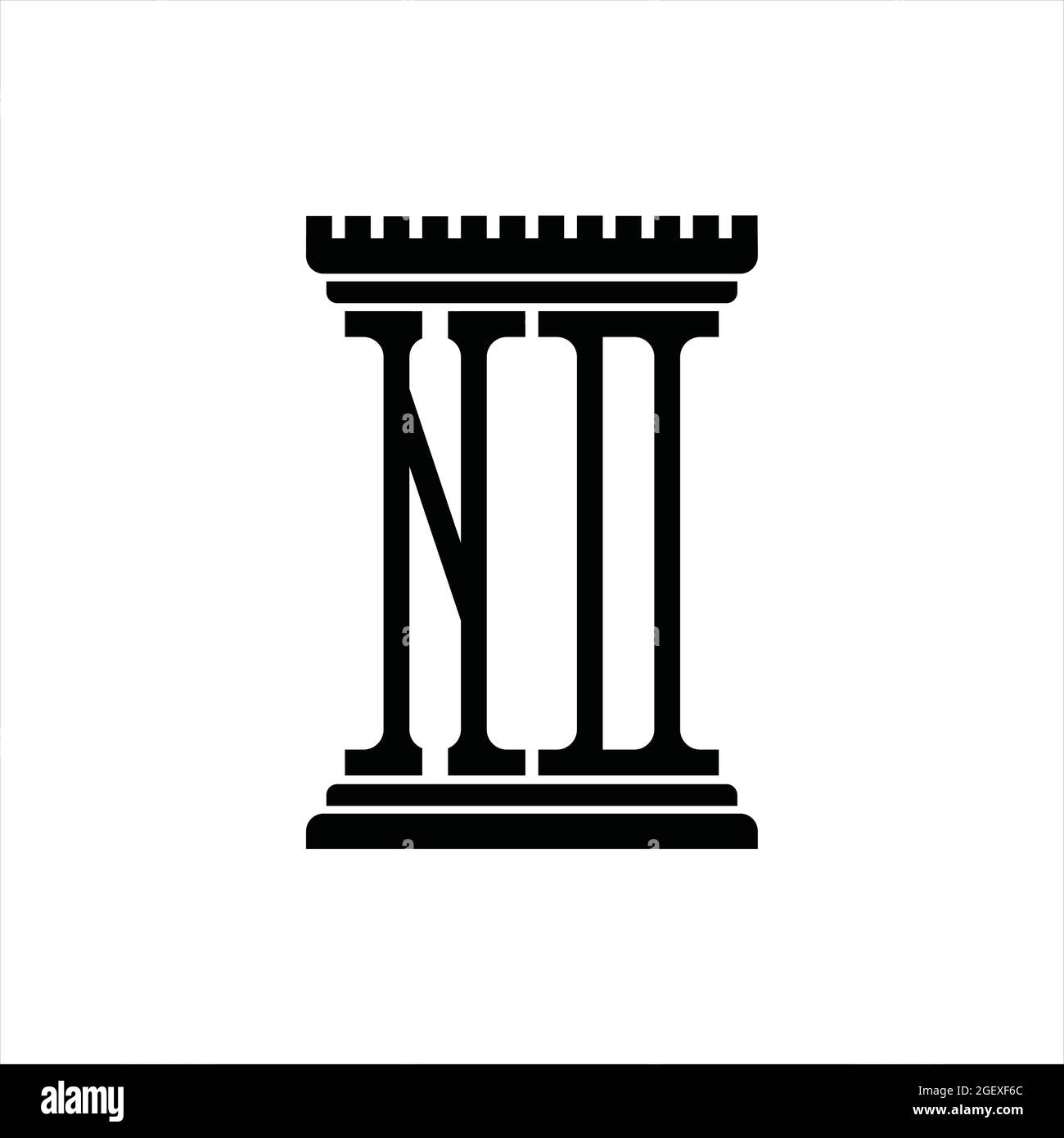 ND Logo monogram with pillar shape white background design template ...