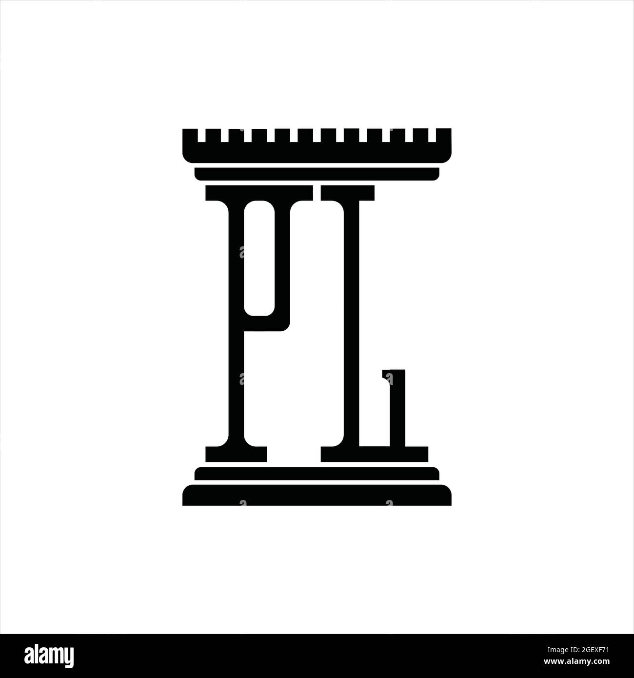 PL Logo monogram with pillar shape white background design template ...