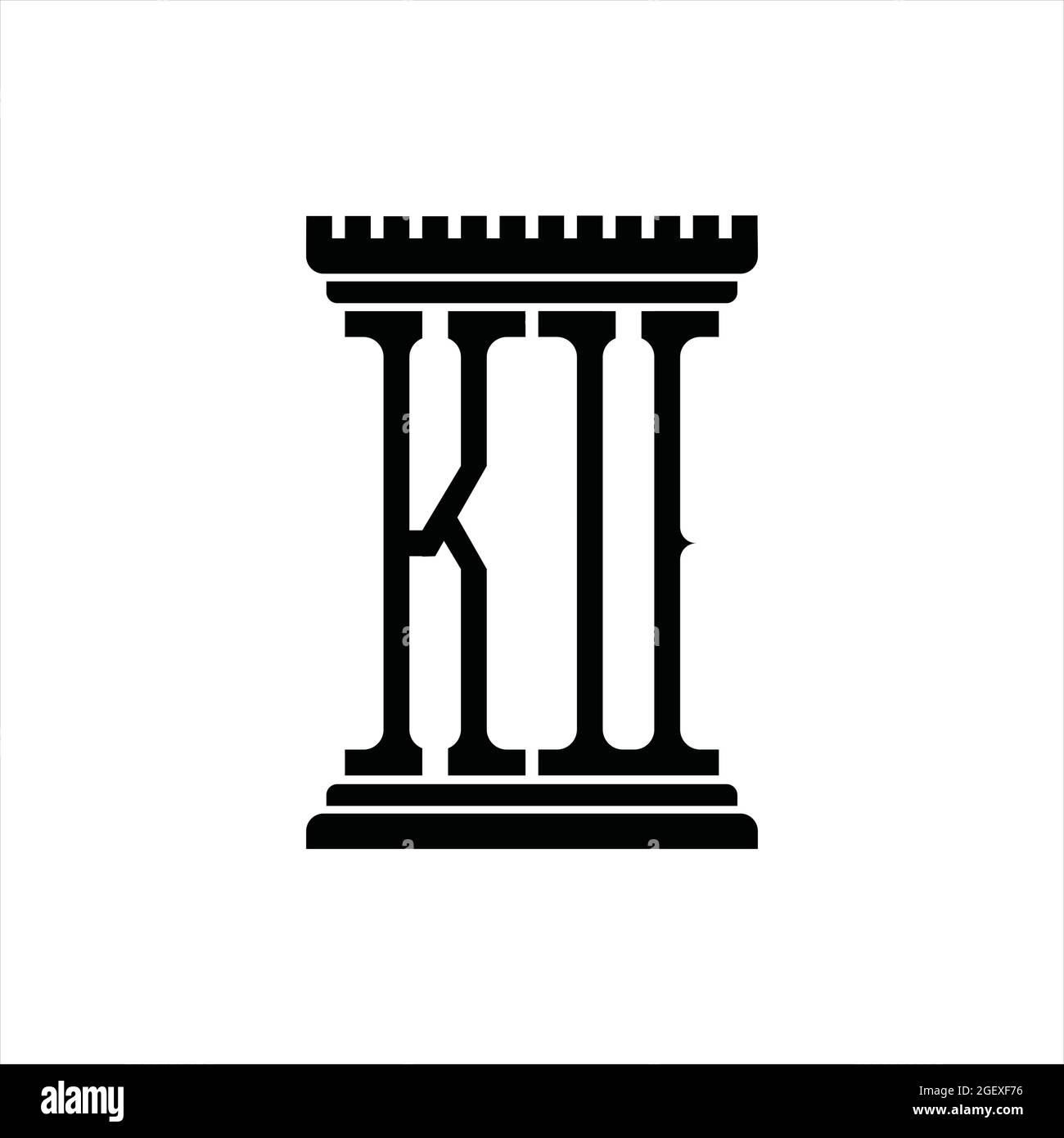KU Logo monogram with pillar shape white background design template ...