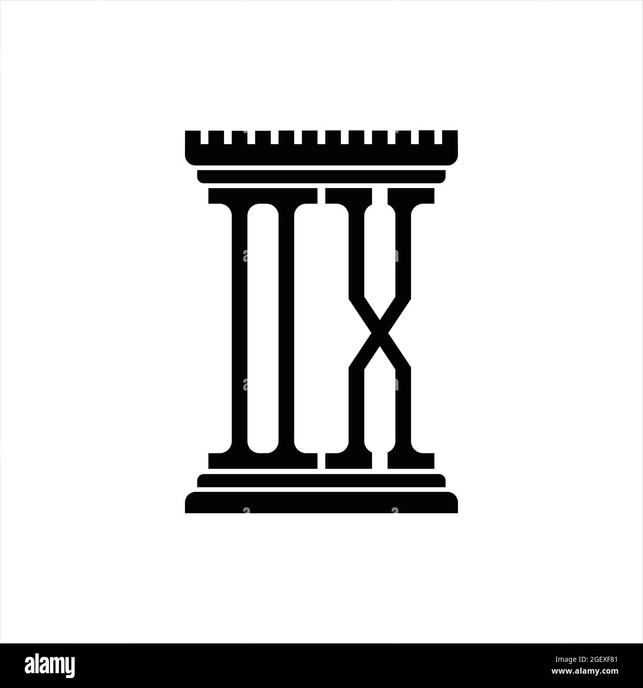 OX Logo monogram with pillar shape white background design template ...