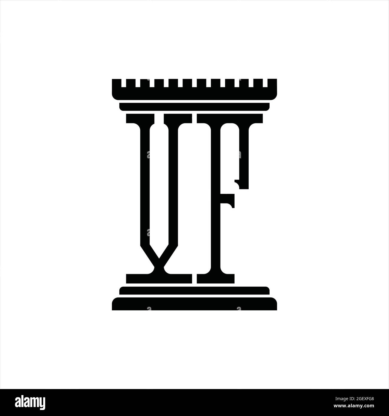 VF Logo monogram with pillar shape white background design template ...