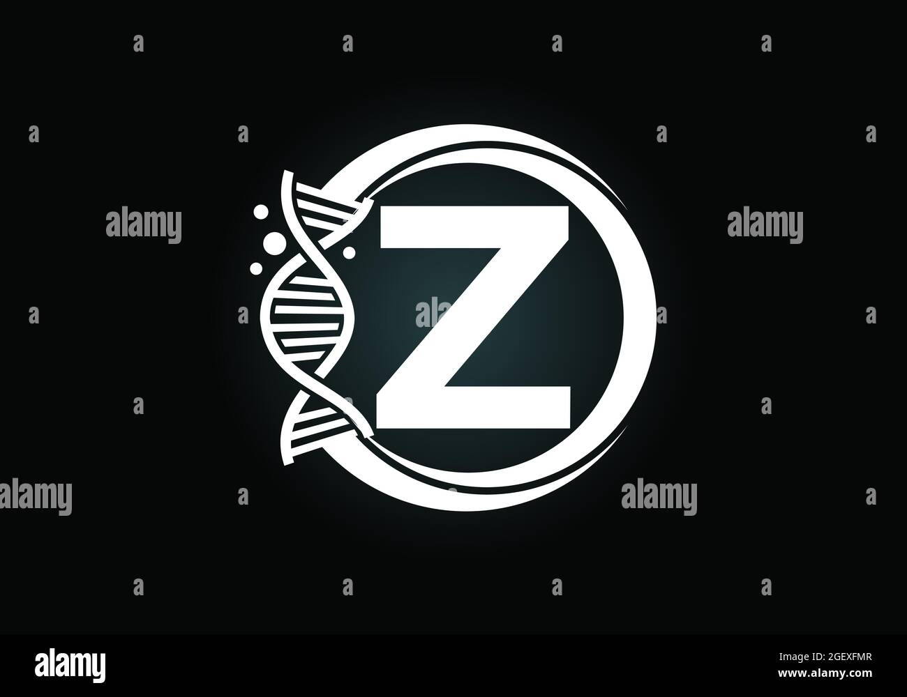 Initial Z monogram alphabet in a circle with DNA. Genetics logo design ...