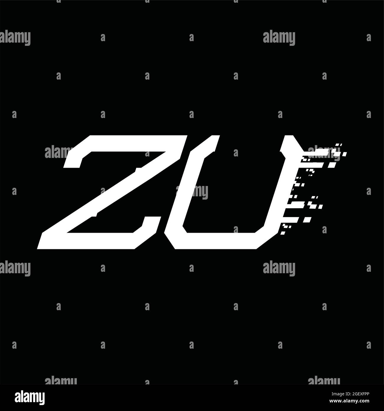 ZU Logo monogram with pillar shape white background design template ...