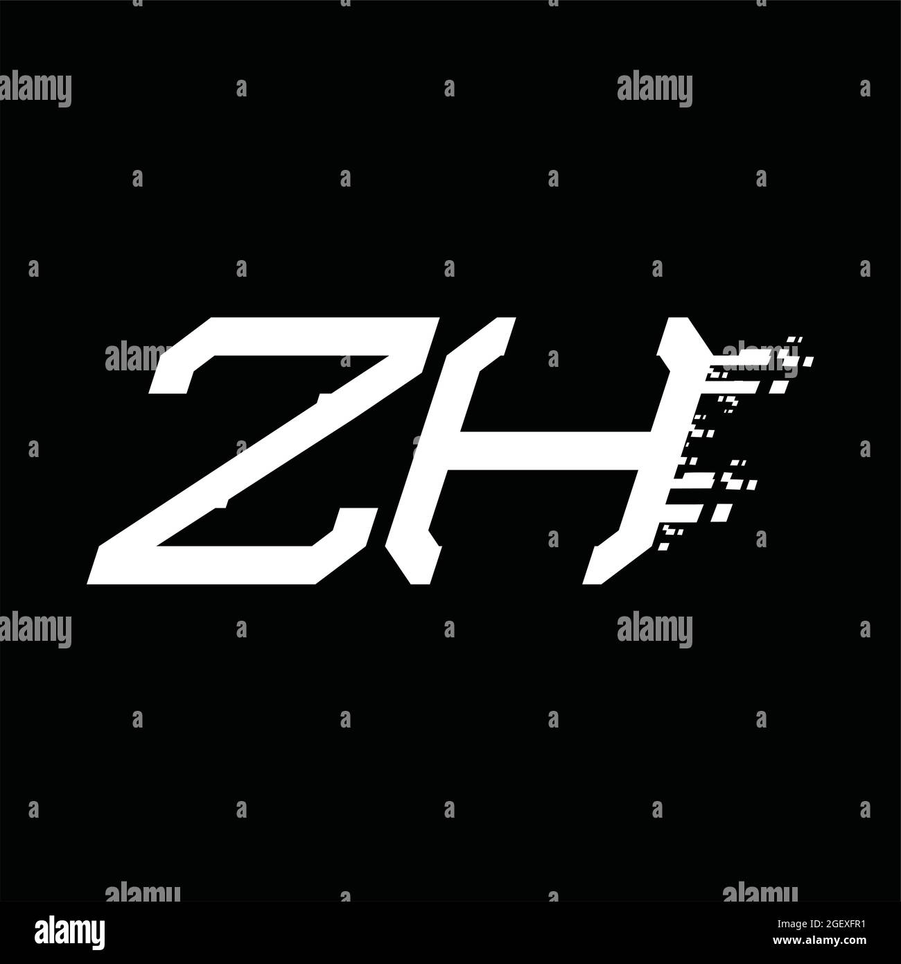 ZH Logo monogram with pillar shape white background design template ...