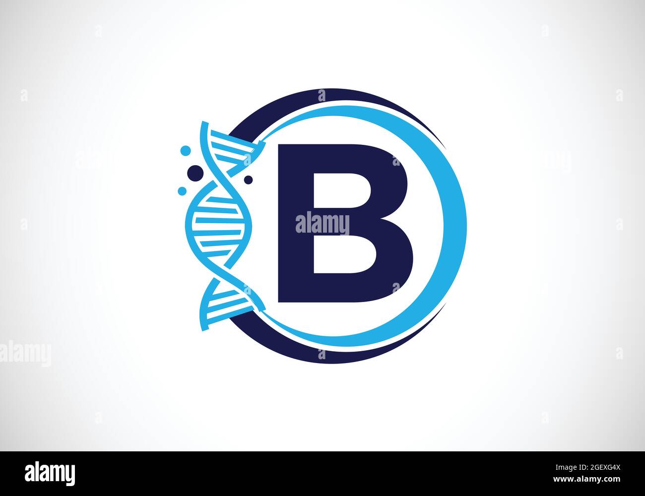Initial B monogram alphabet in a circle with DNA. Genetics logo design ...