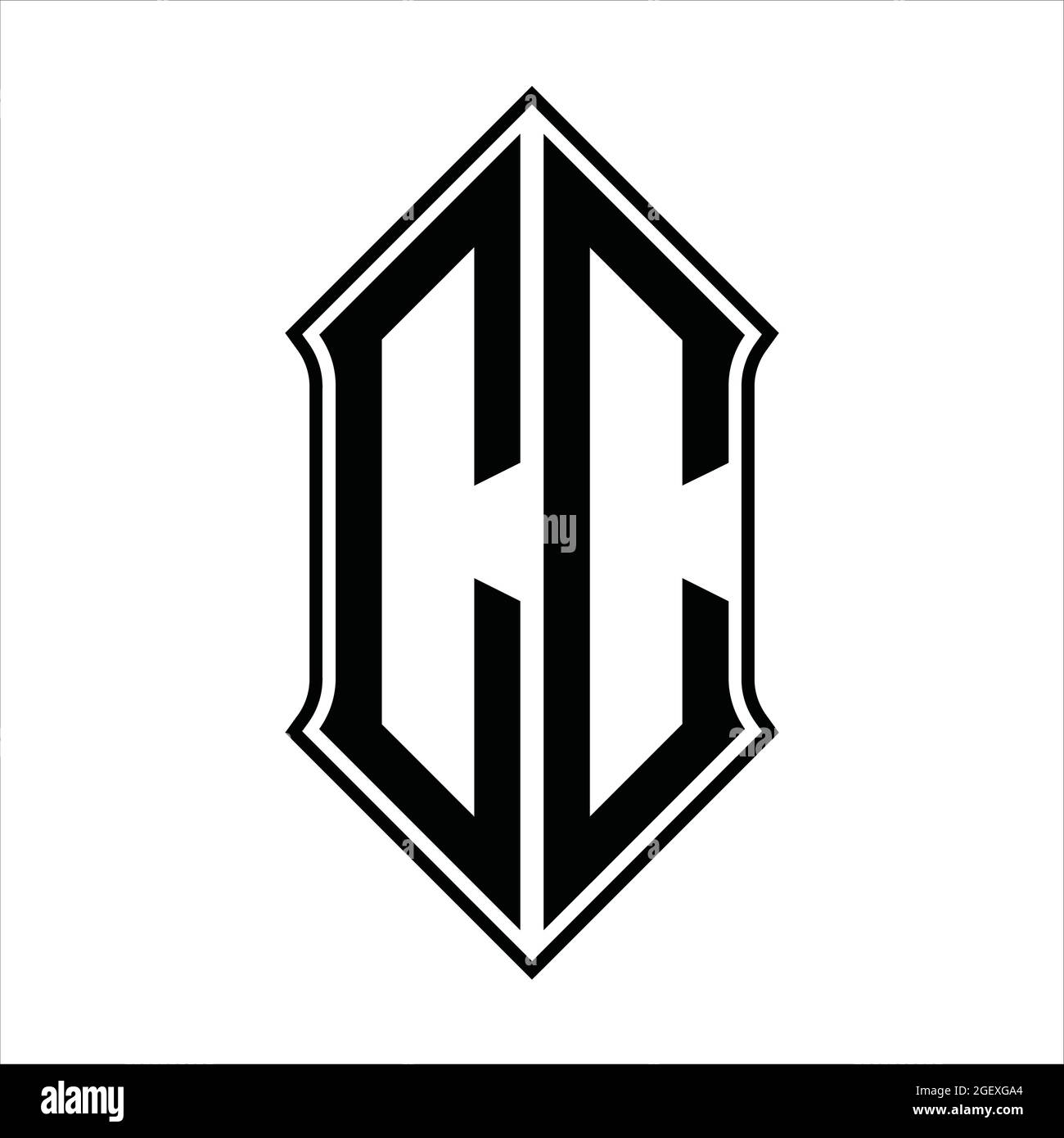 CC Logo monogram with shieldshape and black outline design template ...