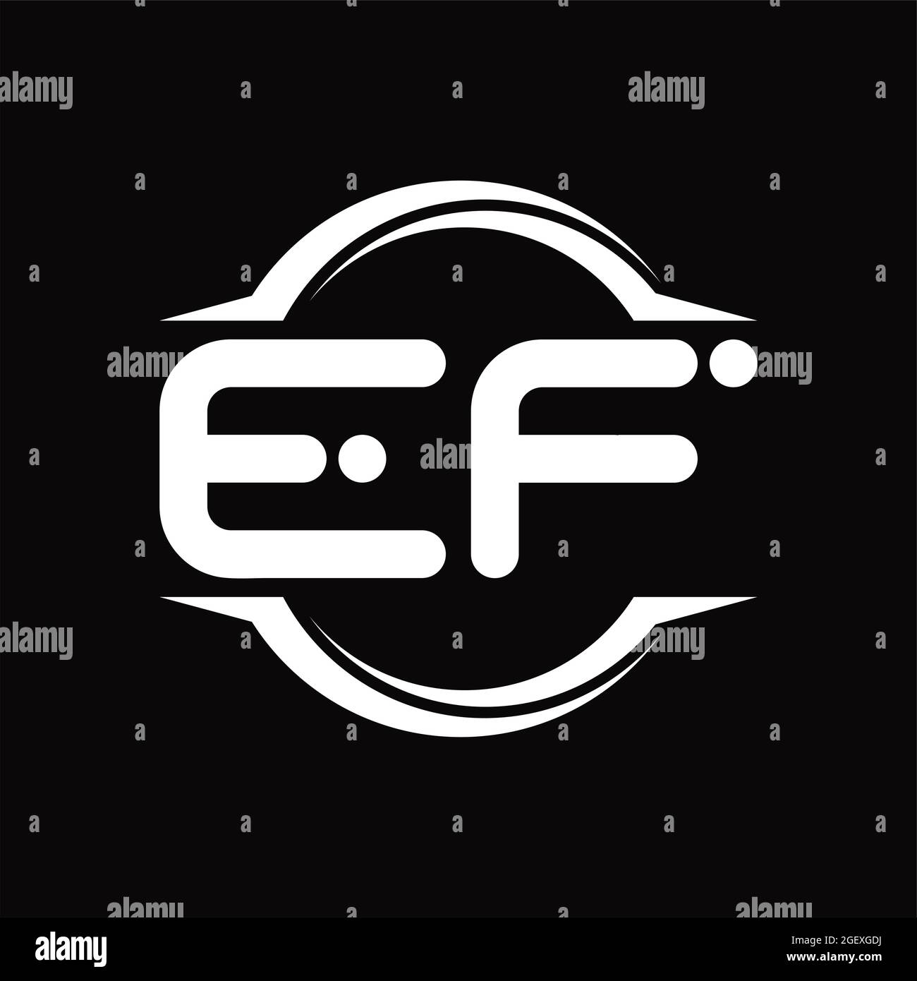 EF Logo monogram with circle rounded slice shape blackground design ...