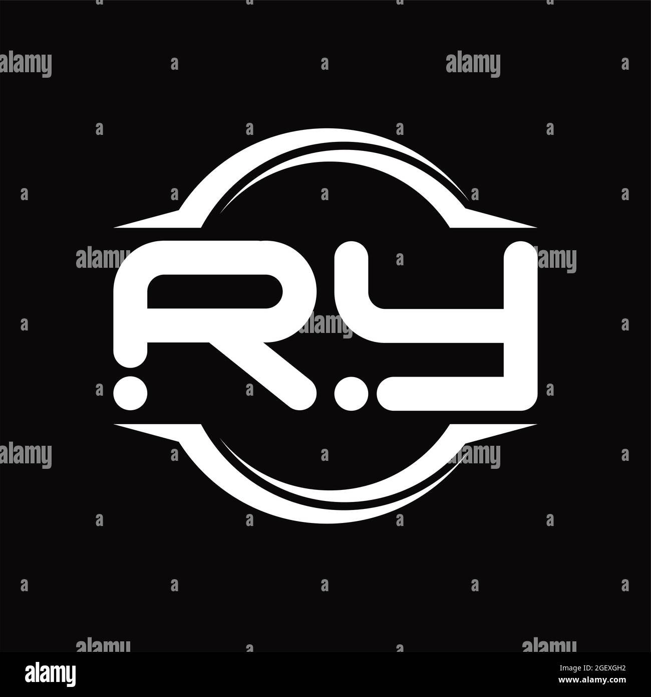 RY Logo monogram abstract speed technology blackground design template ...