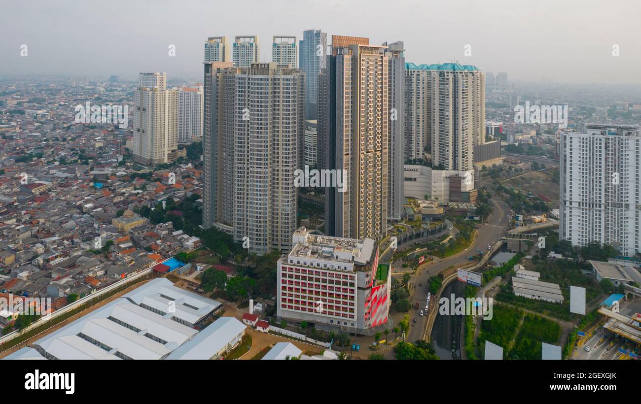 Aerial view of "Taman Anggrek" the biggest shopping mall and apartment ...