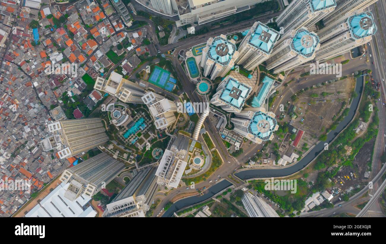 Aerial view of "Taman Anggrek" the biggest shopping mall and apartment ...