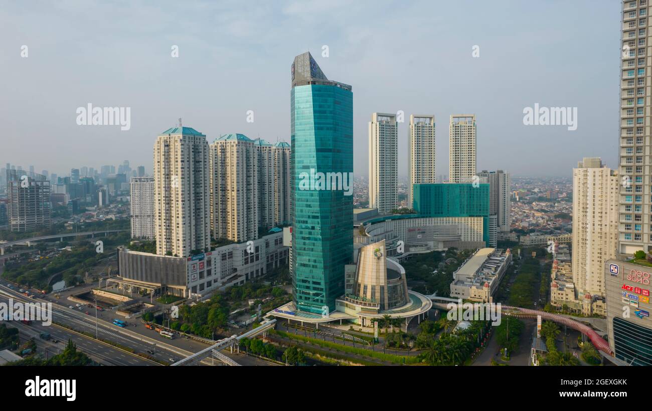 Aerial view of "Taman Anggrek" the biggest shopping mall and apartment ...