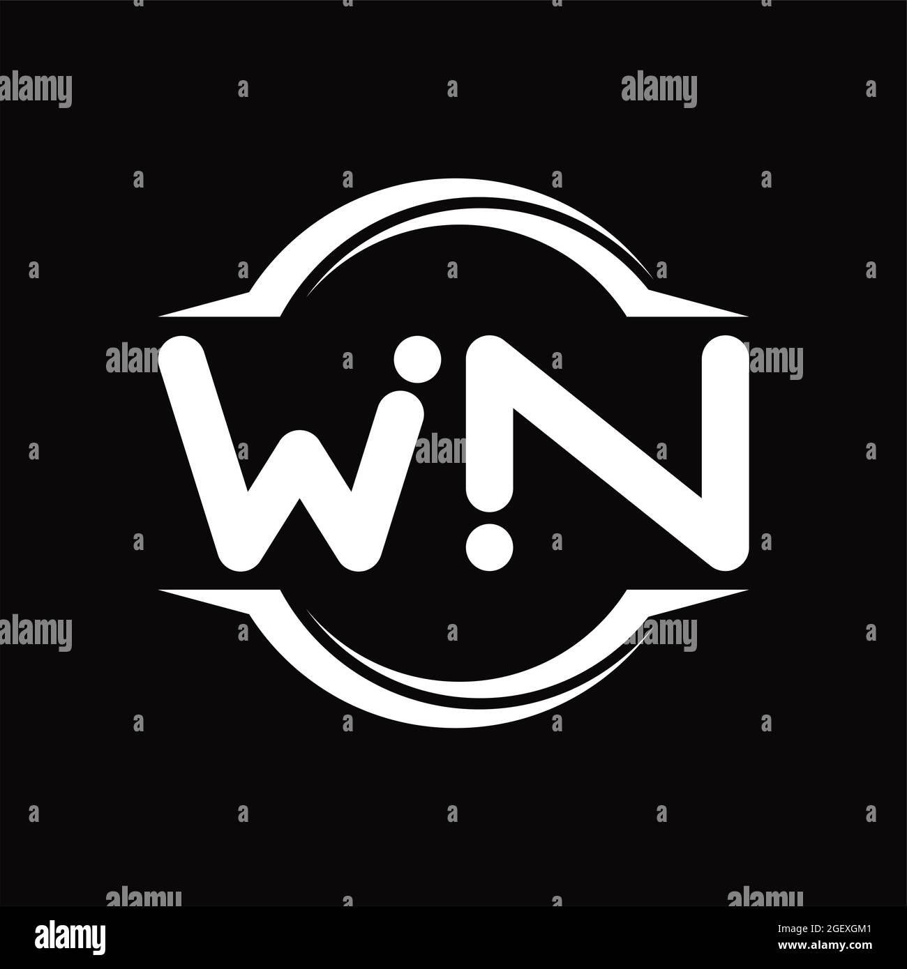 WN Logo monogram with circle rounded slice shape blackground design ...