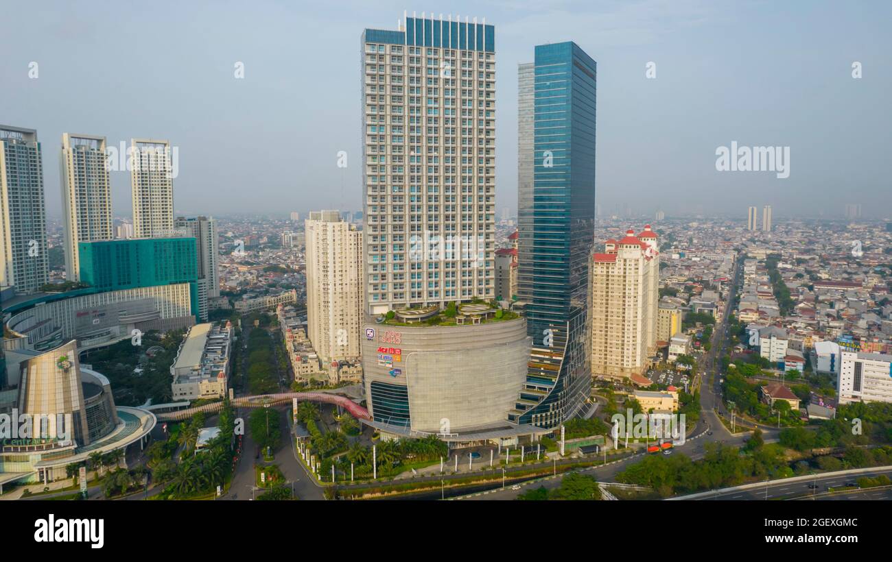 Aerial view of "Taman Anggrek" the biggest shopping mall and apartment ...