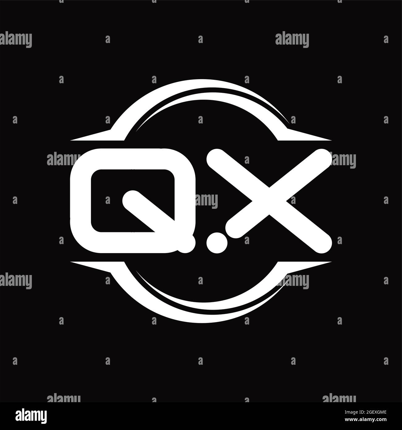 QX Logo monogram with circle rounded slice shape blackground design ...