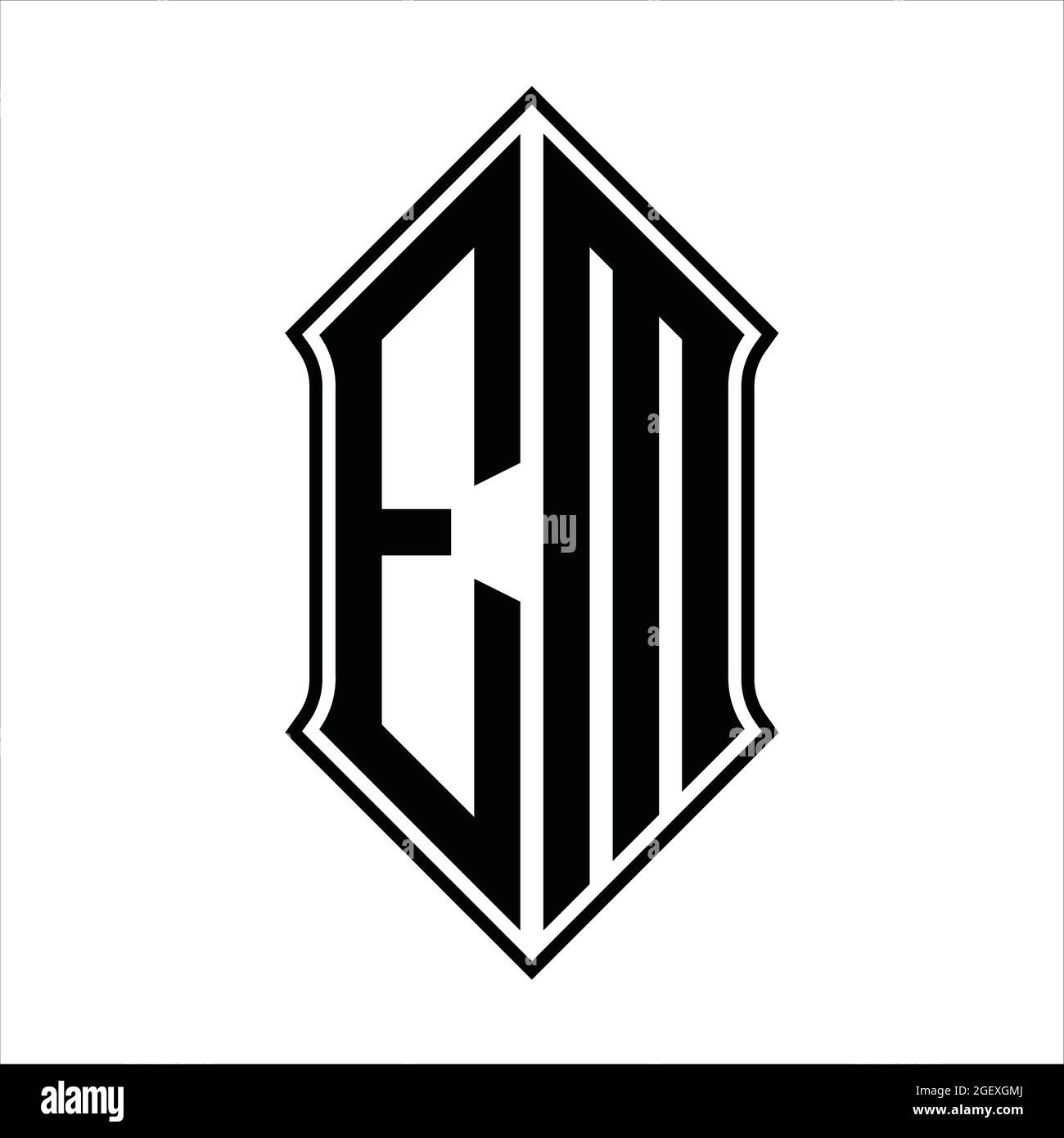 EM Logo monogram with shieldshape and black outline design template ...