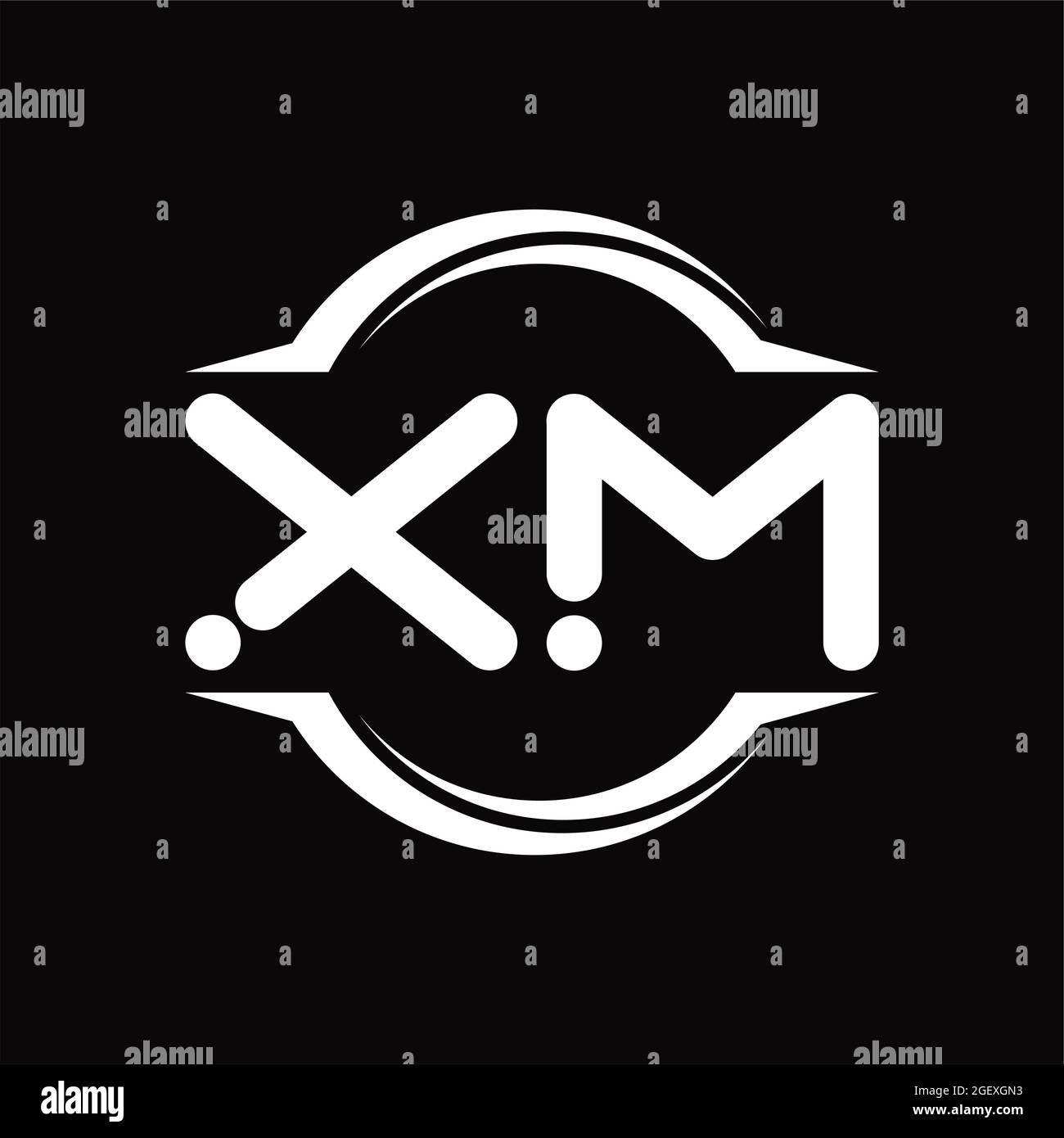 XM Logo monogram with circle rounded slice shape blackground design ...