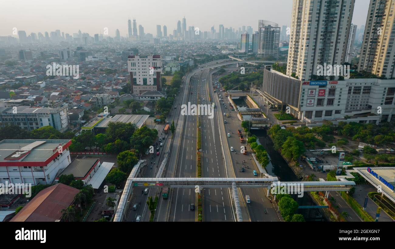 Aerial view of Panoramic photo of Jakarta overlooking Parklands, and ...