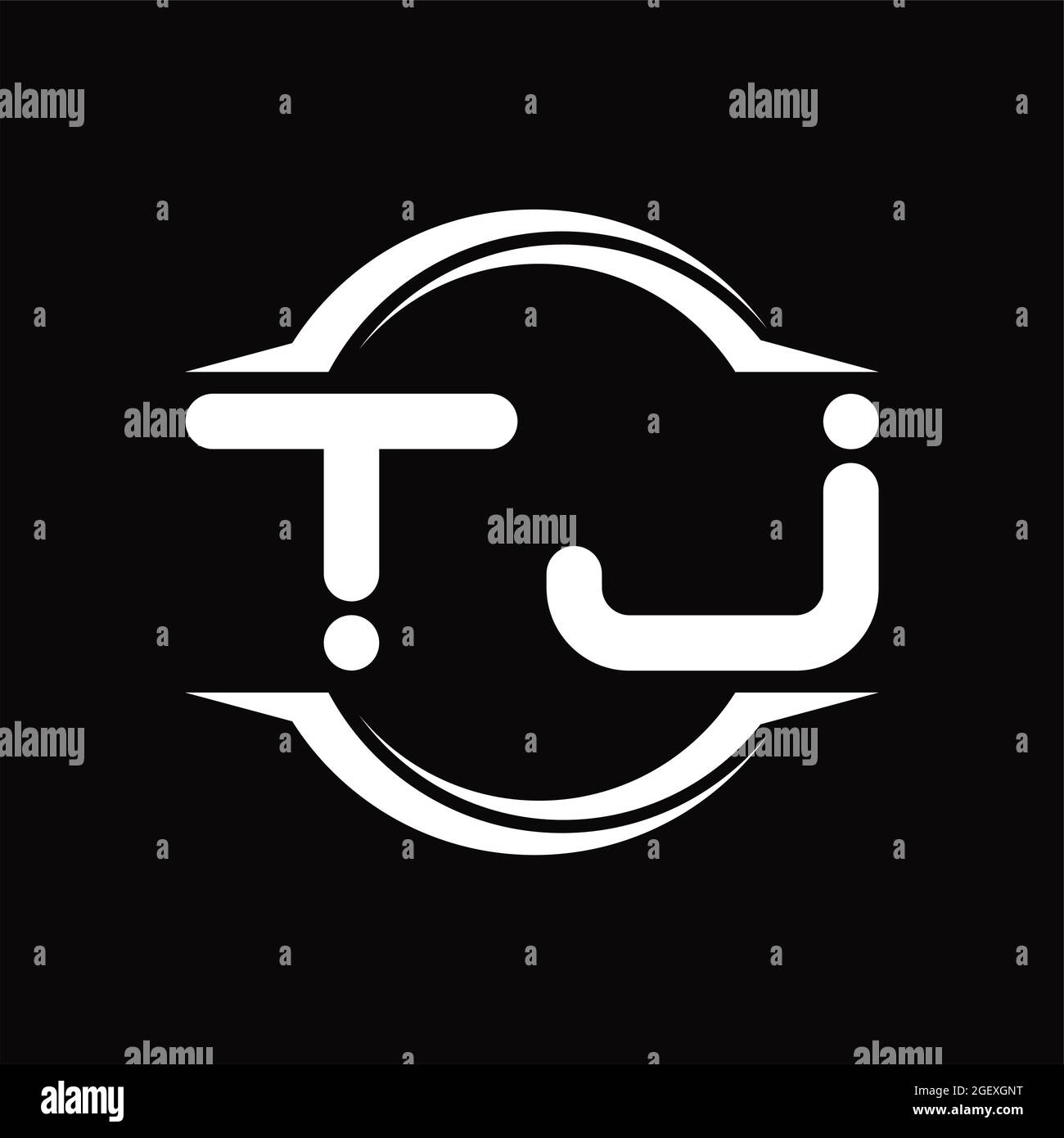 TJ Logo monogram with circle rounded slice shape blackground design ...