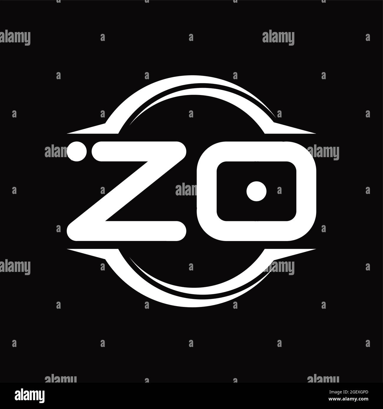 ZO Logo monogram with circle rounded slice shape blackground design ...