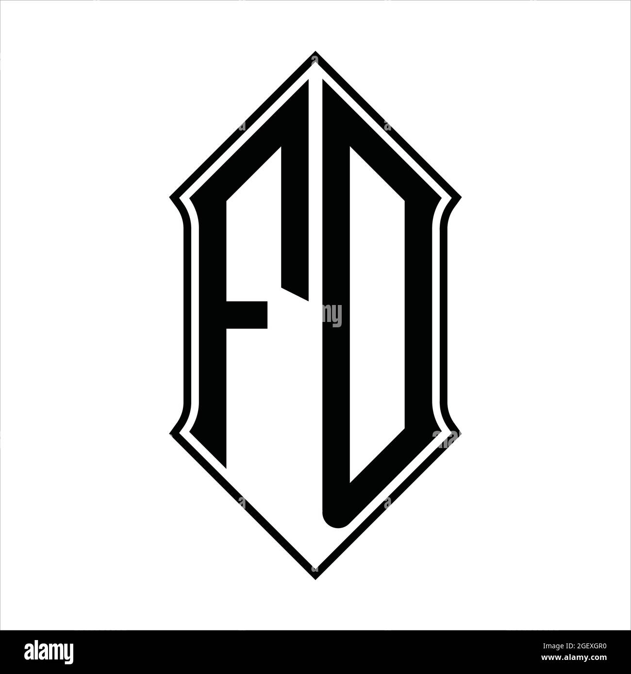 FD Logo monogram with shieldshape and black outline design template ...
