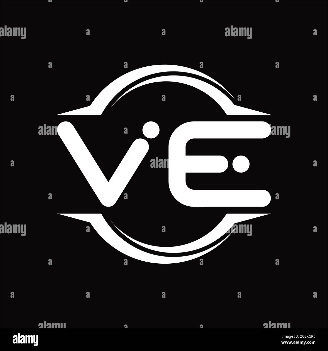 VE Logo monogram with circle rounded slice shape blackground design template Stock Vector Image ...