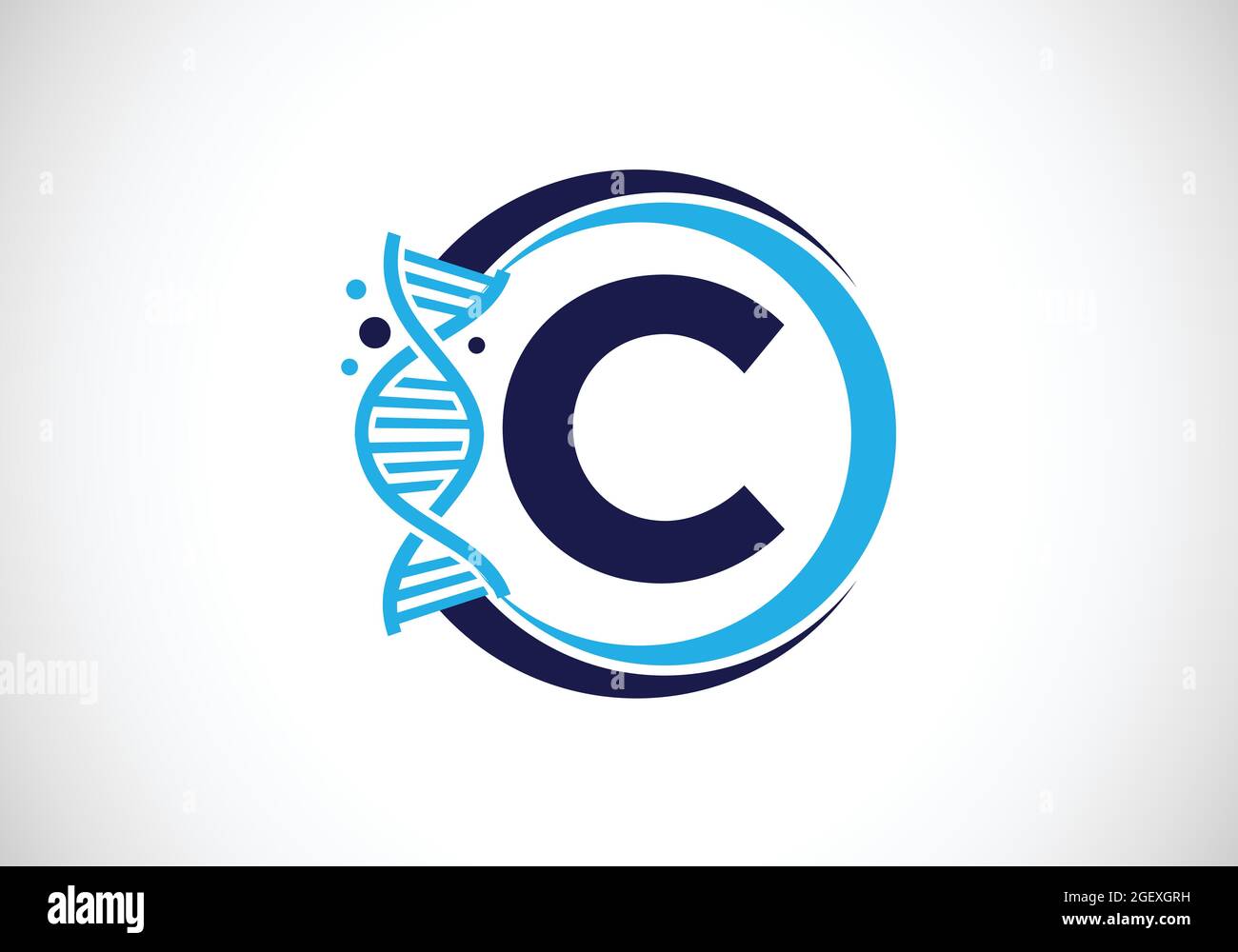 Initial C monogram alphabet in a circle with DNA. Genetics logo design ...