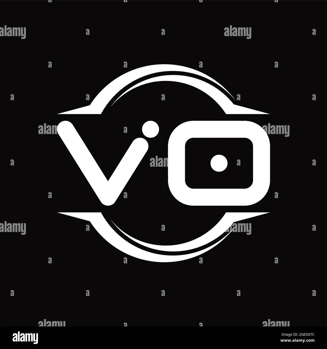 VO Logo monogram with circle rounded slice shape blackground design ...