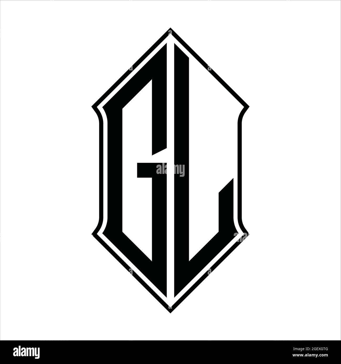GL Logo monogram with shieldshape and black outline design template ...