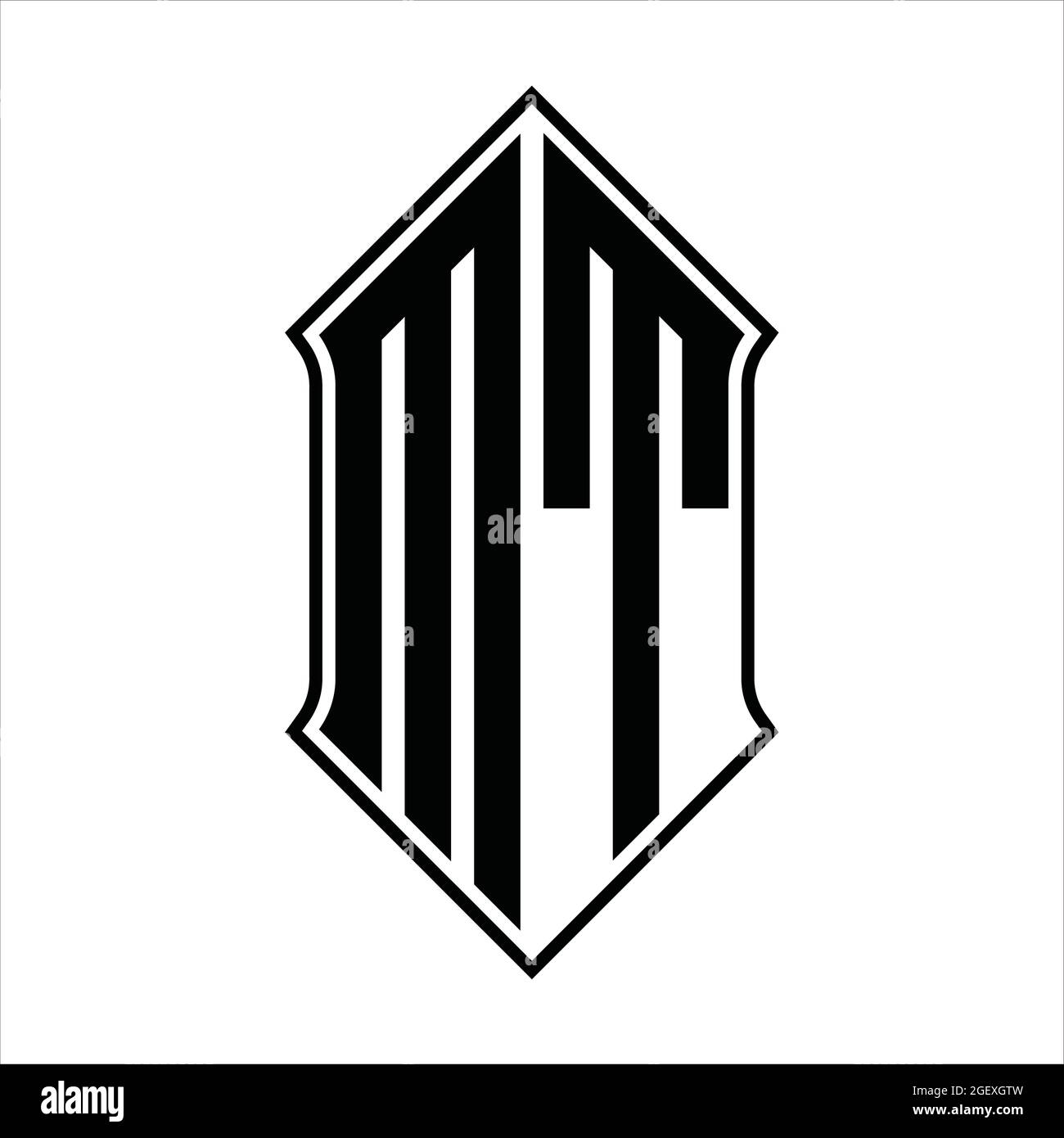 MT Logo monogram with shieldshape and black outline design template ...