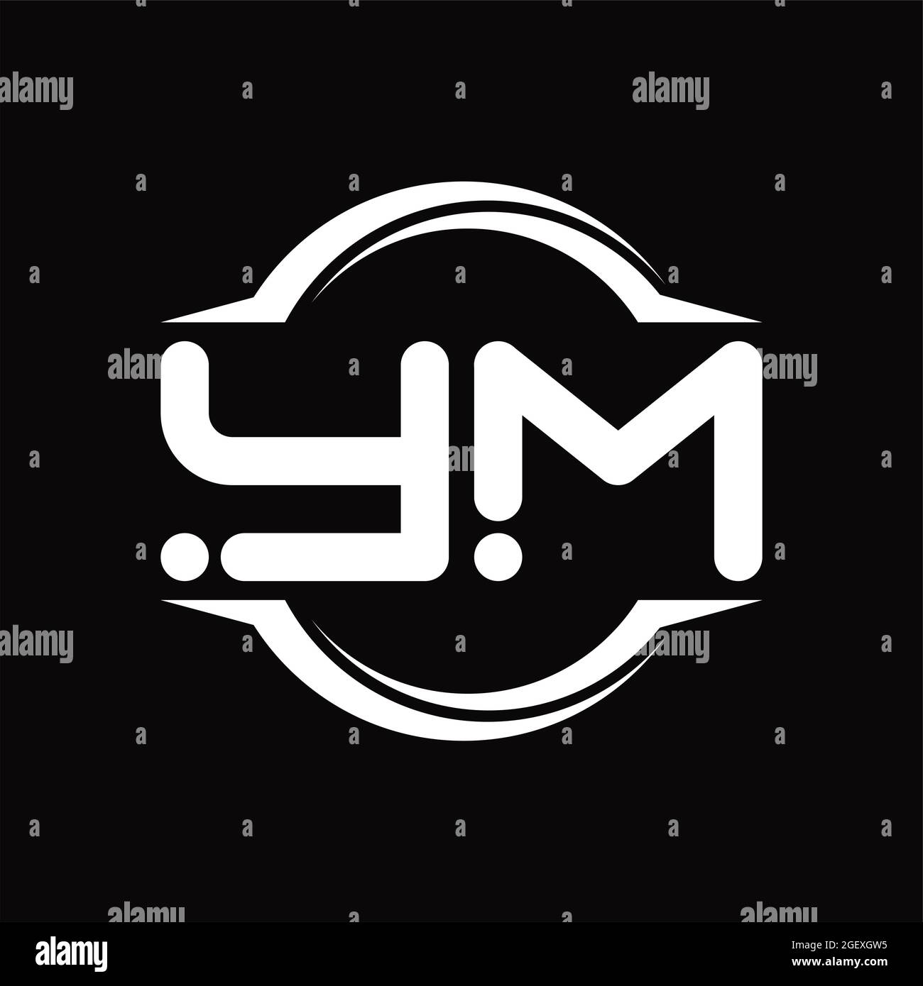 YM Logo monogram with circle rounded slice shape blackground design template Stock Vector Image ...