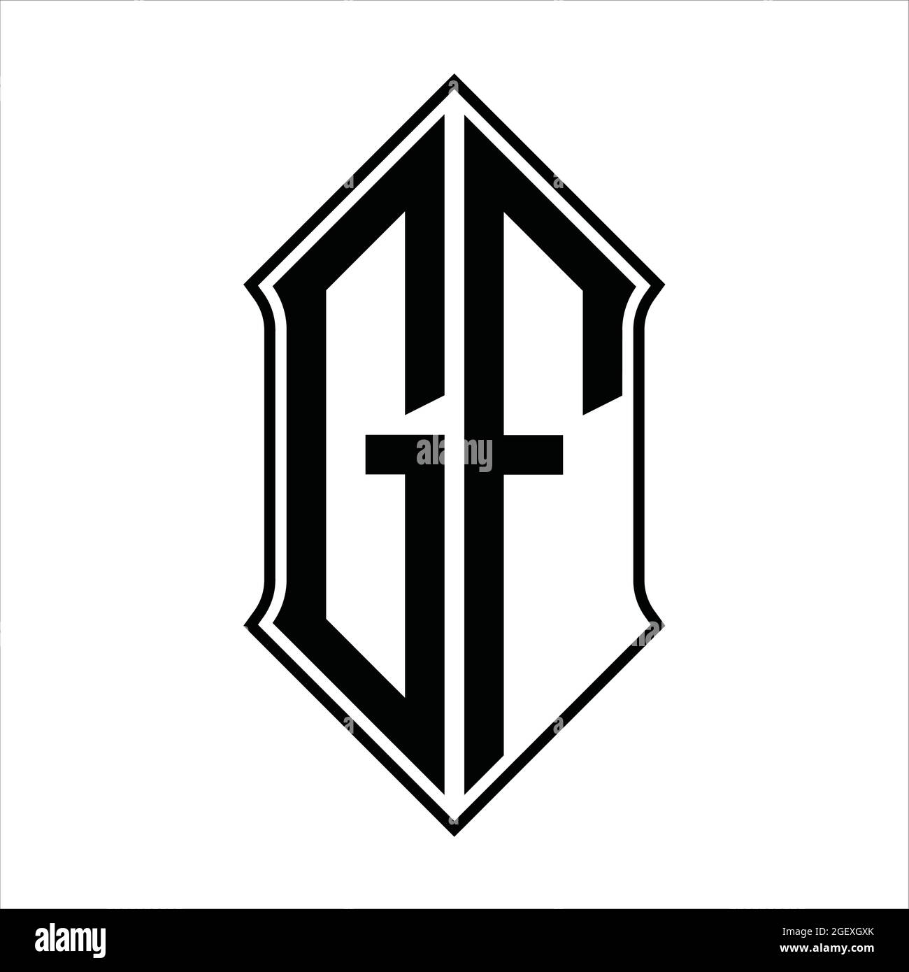 GF Logo monogram with shieldshape and black outline design template ...
