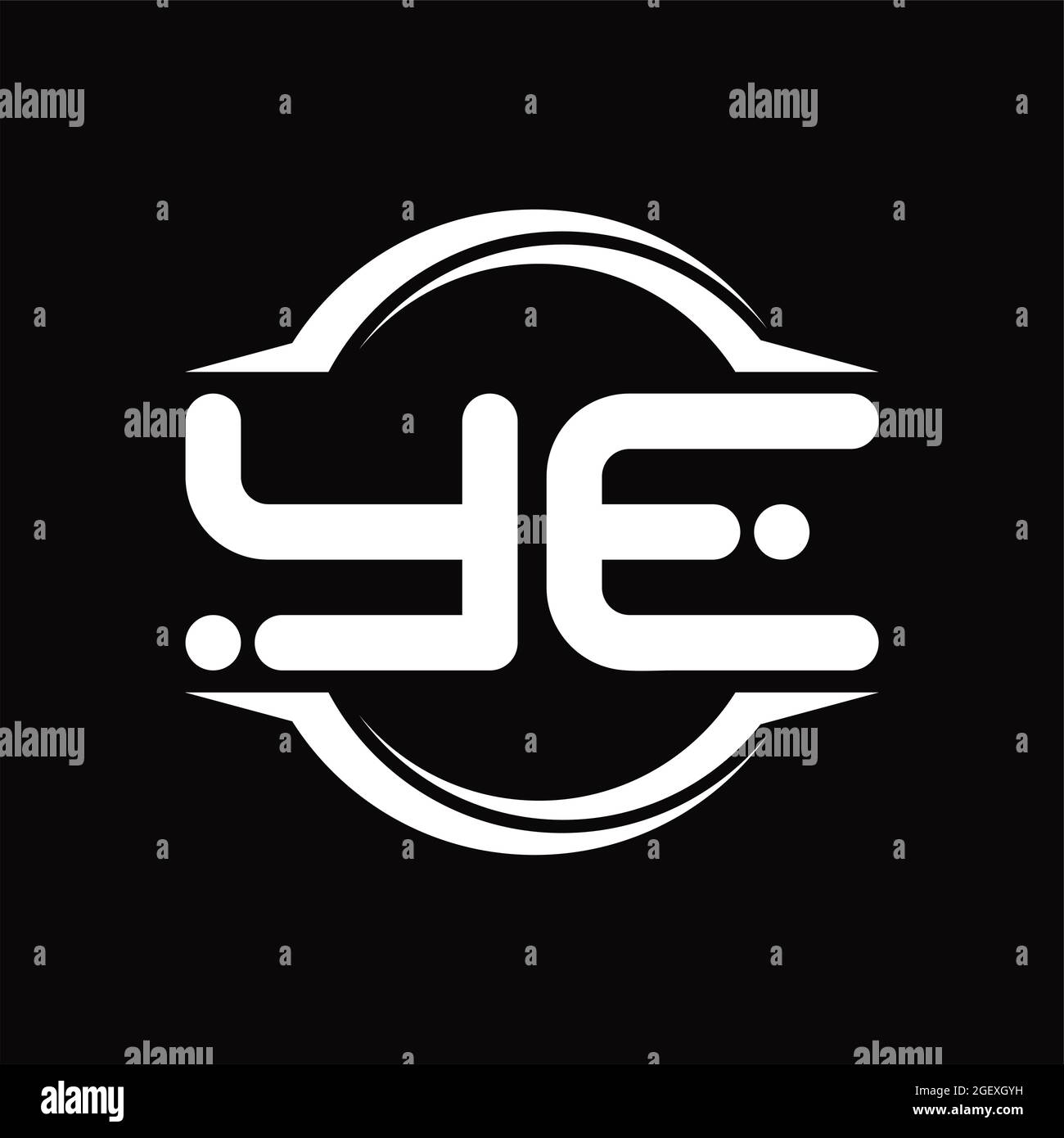 YE Logo monogram with circle rounded slice shape blackground design ...