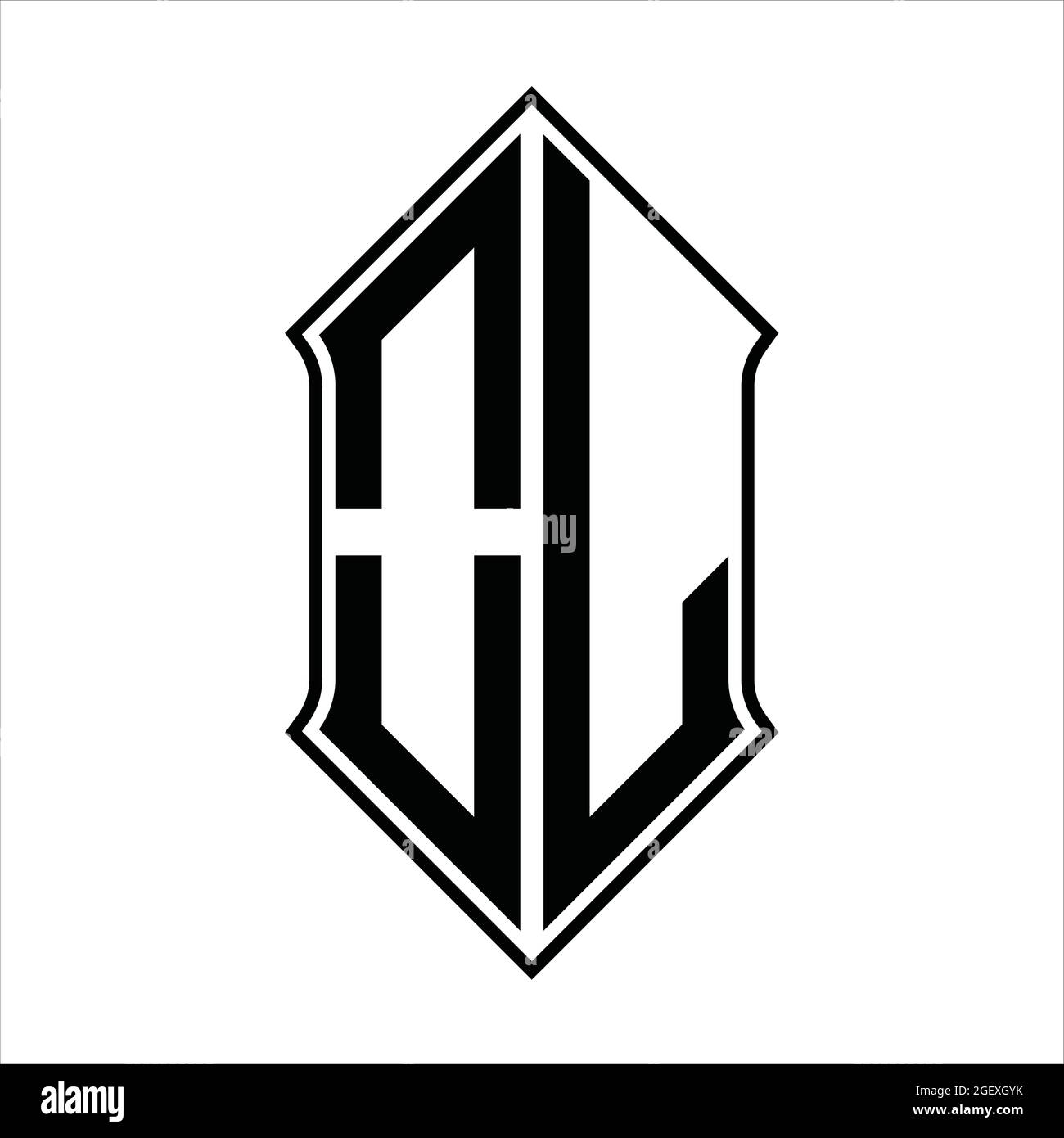 OL Logo monogram with shieldshape and black outline design template ...