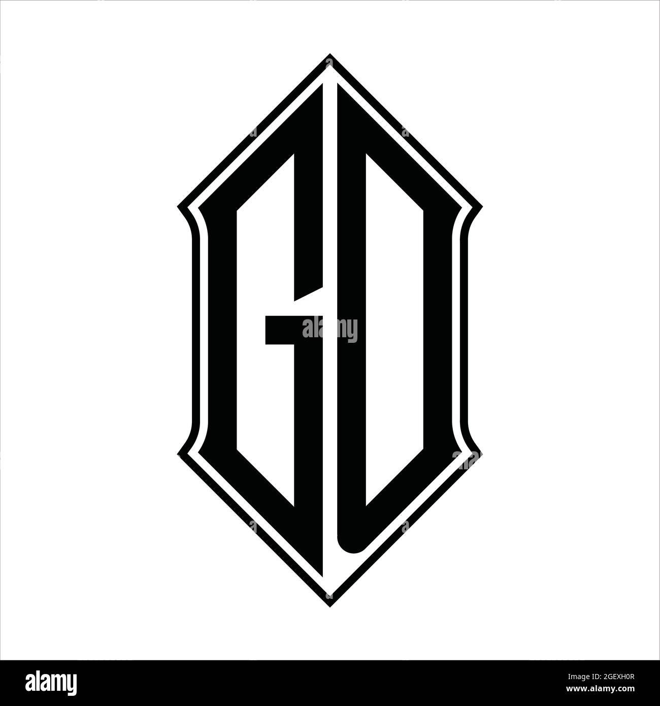 GD Logo monogram with shieldshape and black outline design template ...