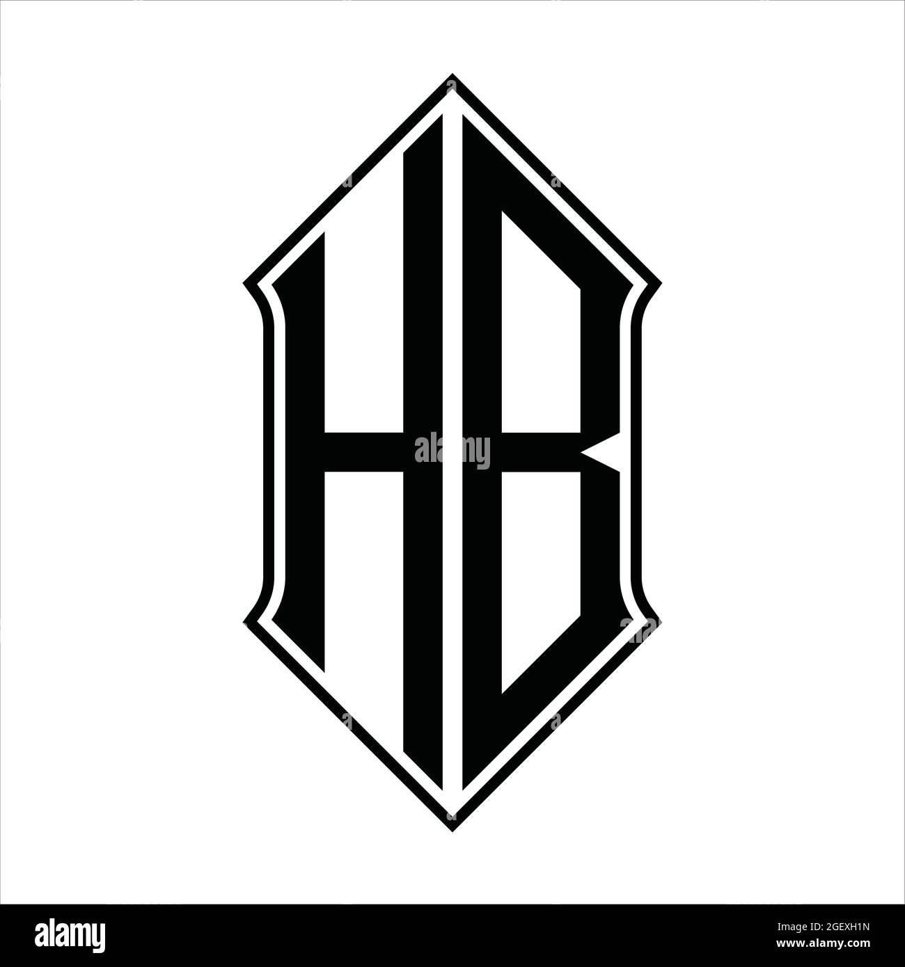 HB Logo monogram with shieldshape and black outline design template ...
