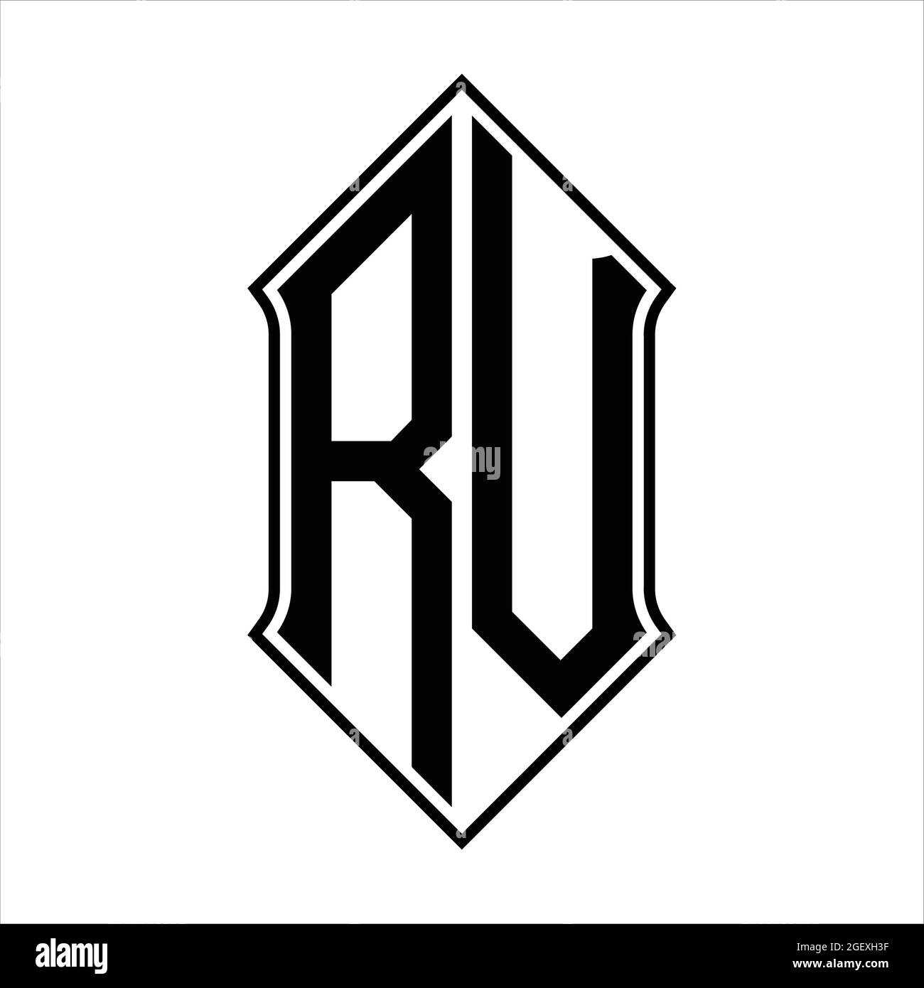 RV Logo monogram with shieldshape and black outline design template ...