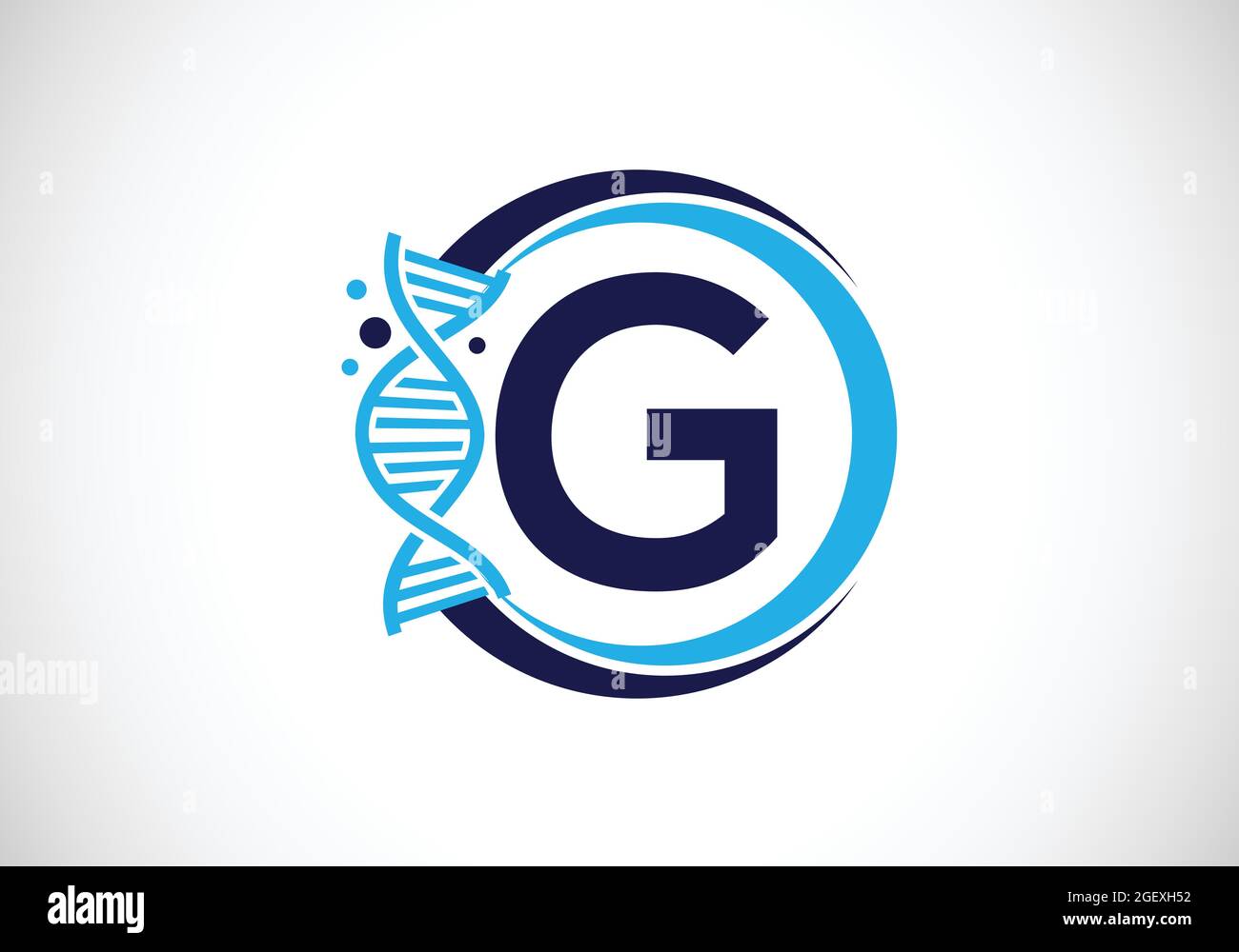 Initial G monogram alphabet in a circle with DNA. Genetics logo design ...
