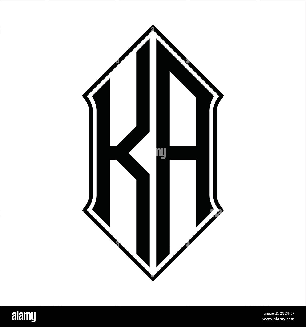 KA Logo monogram with shieldshape and black outline design template ...