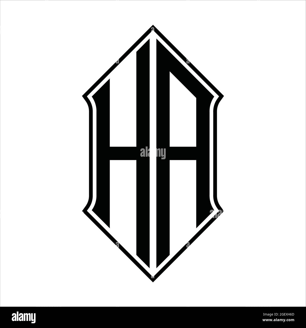 HA Logo monogram with shieldshape and black outline design template ...