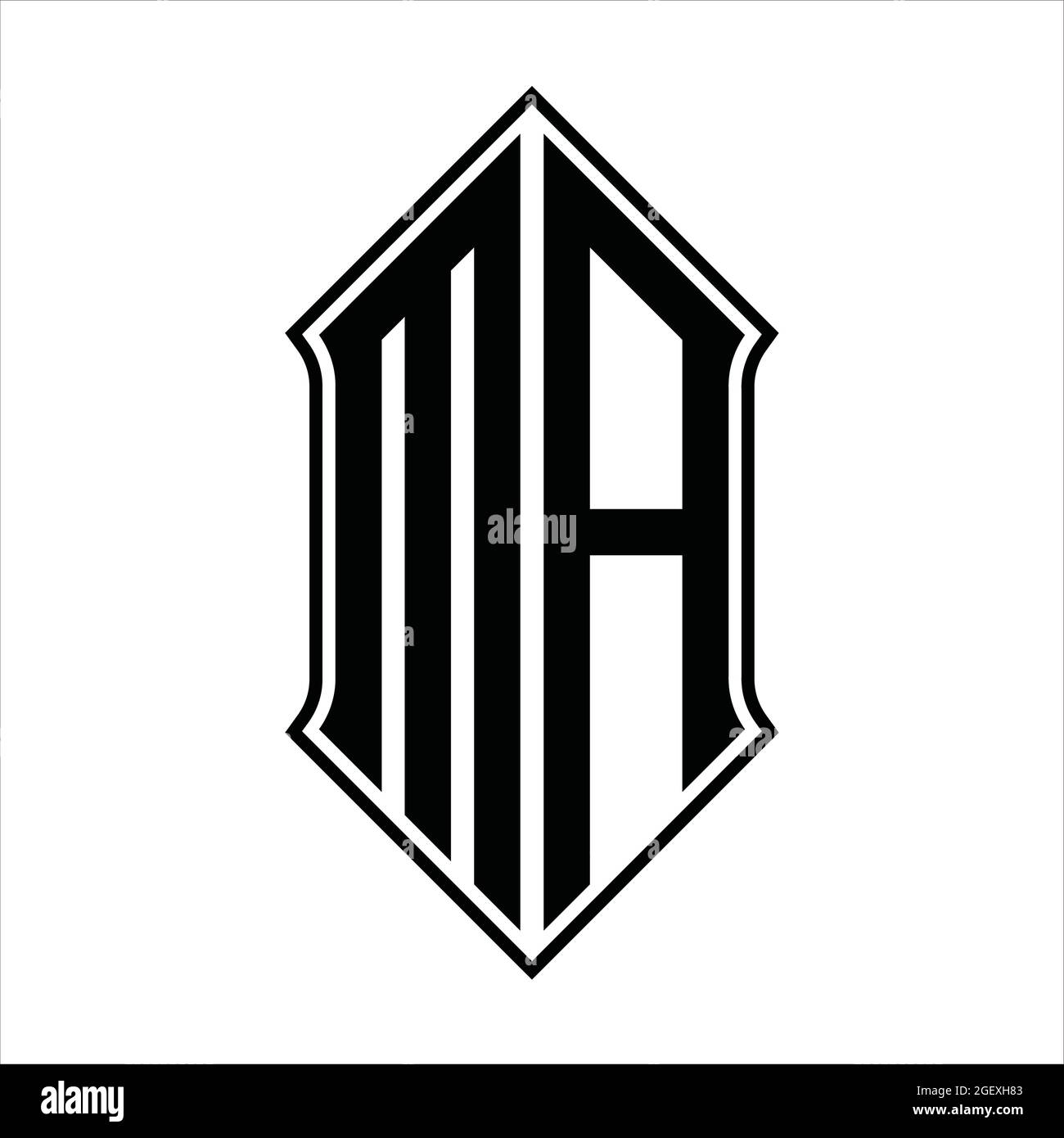 MA Logo monogram with shieldshape and black outline design template ...