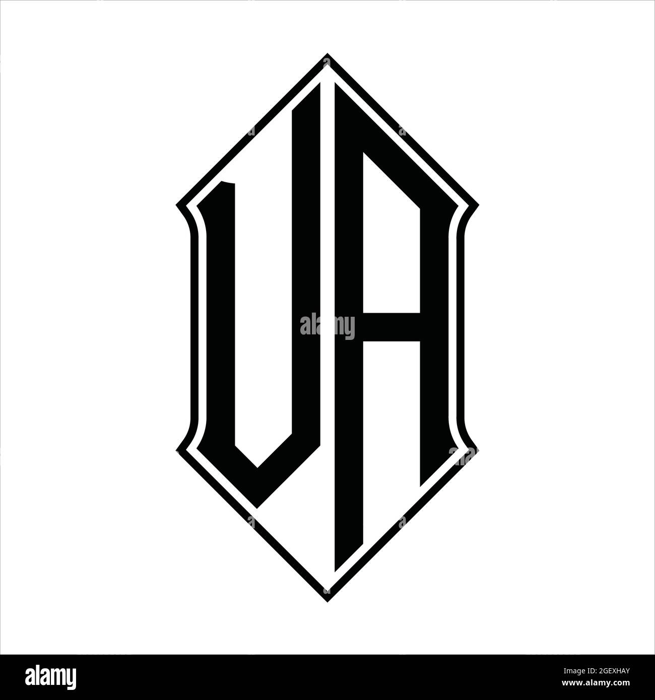 VA Logo monogram with shieldshape and black outline design template ...