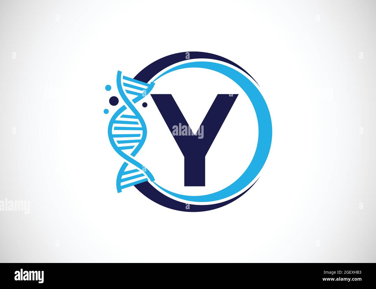 Initial Y monogram alphabet in a circle with DNA. Genetics logo design ...