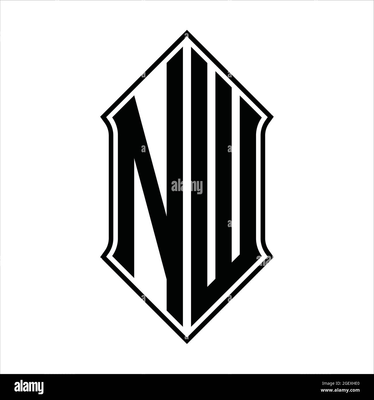 NW Logo monogram with shieldshape and black outline design template ...